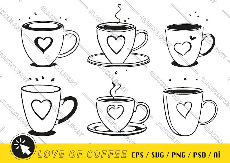 Coffee SVG Coffee Clipart Coffee Cup Mug Cut Files Line Art Instagram ...
