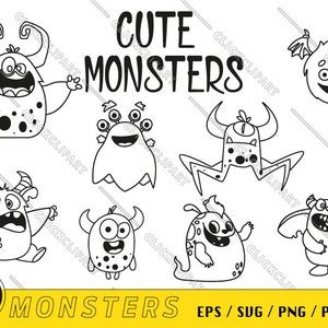 Cute Monster Clipart | Monster PNG | Funny Halloween SVG | Svg Files ...