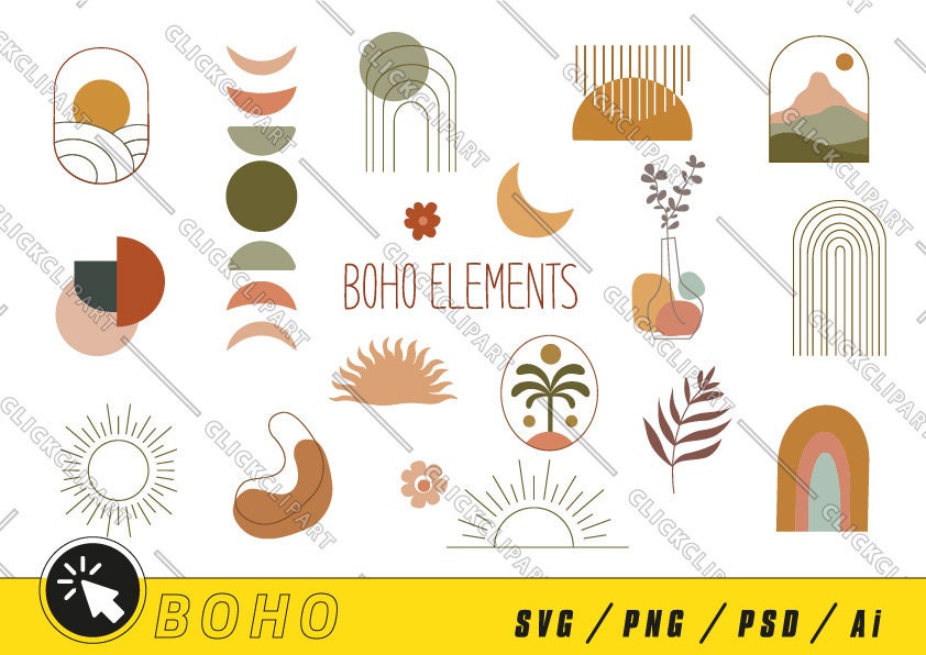 Boho Clipart Boho Elements Boho SVG Boho PNG Boho - Etsy