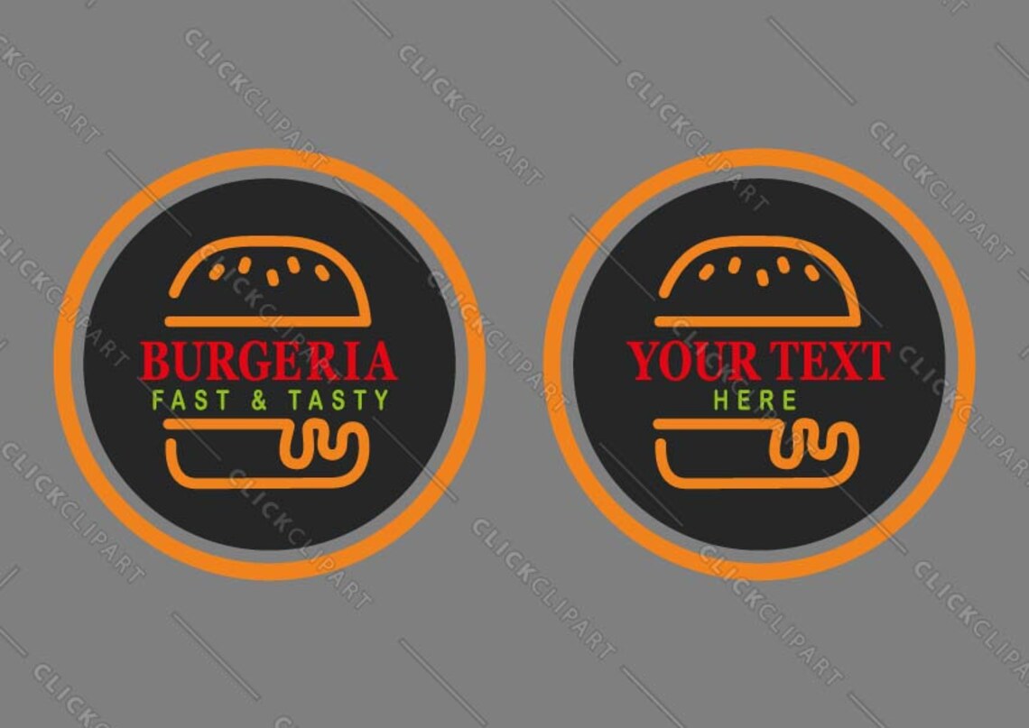 Hamburger Logo SVG Vector Burger Emblem Custom Text Fast Food Icon ...