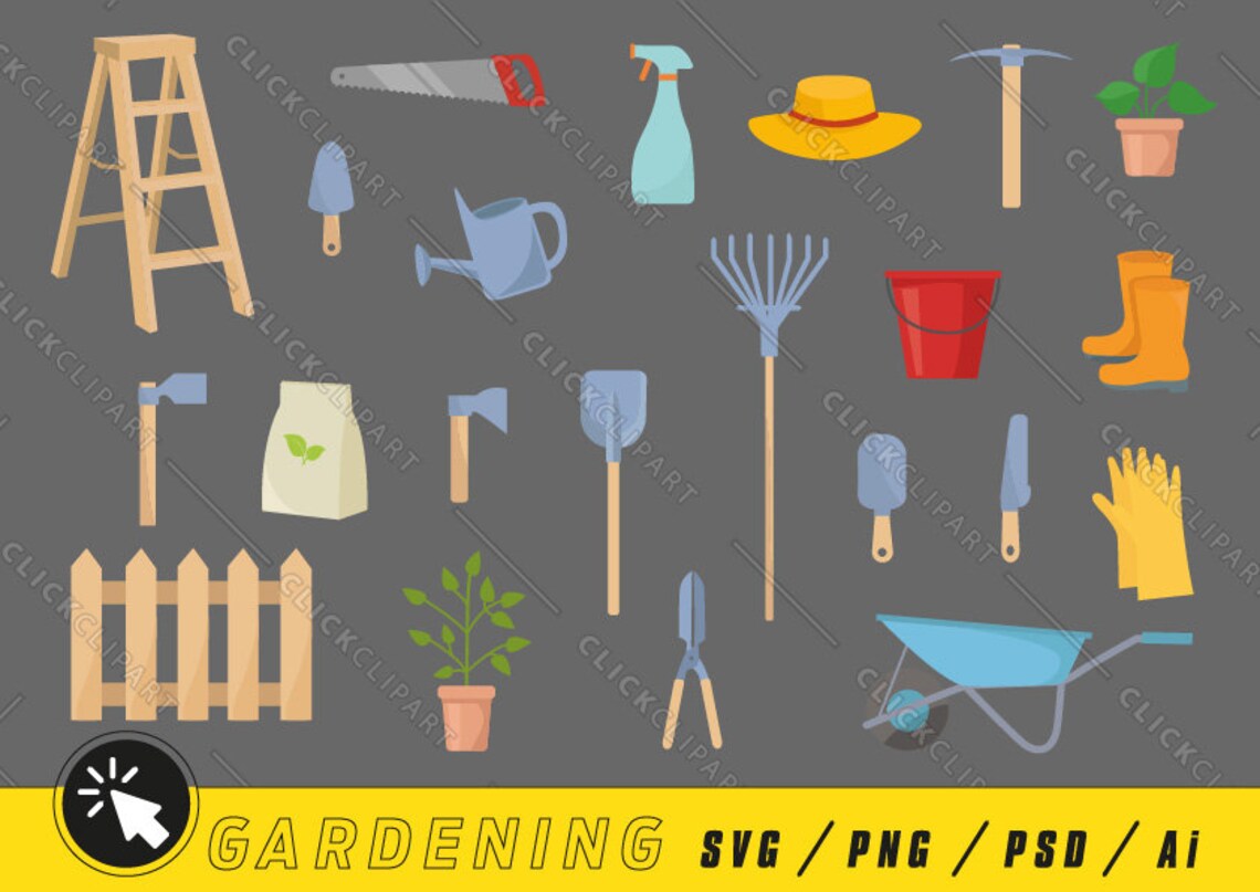 Garden SVG Gardening PNG Garden Tools Clipart Farming - Etsy