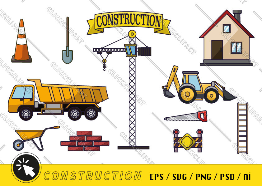Construction SVG Excavator EPS Trucks PNG Construction Clipart Cricut ...