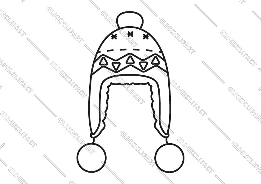 Winter Hat SVG Beanie PNG Christmas Hats Svg Ear Flap Hat Clipart Line ...