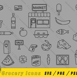 Grocery Clipart | Grocery Items | Food SVG | Food PNG | Cute Food Svg ...