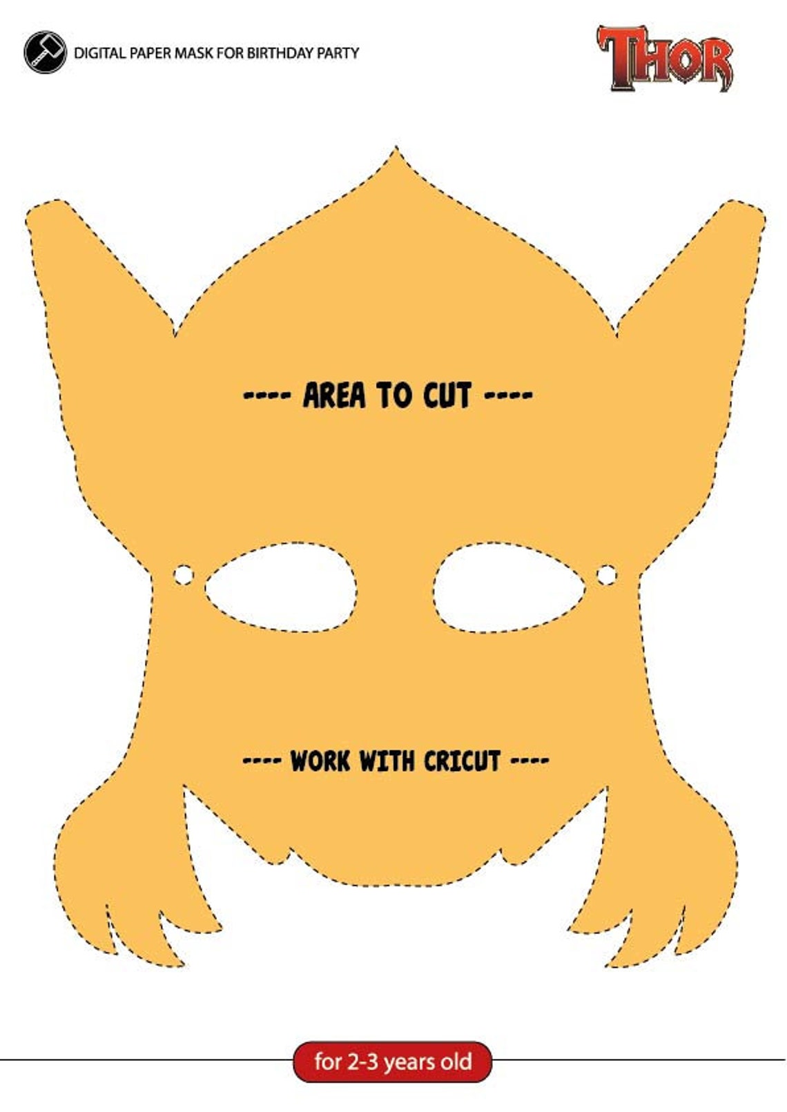 Thor Birthday Party Digital Paper Face Mask SVG files for | Etsy