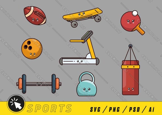 Kawaii Sport SVG Gym SVG Bundle Line Art Kawaii - Etsy