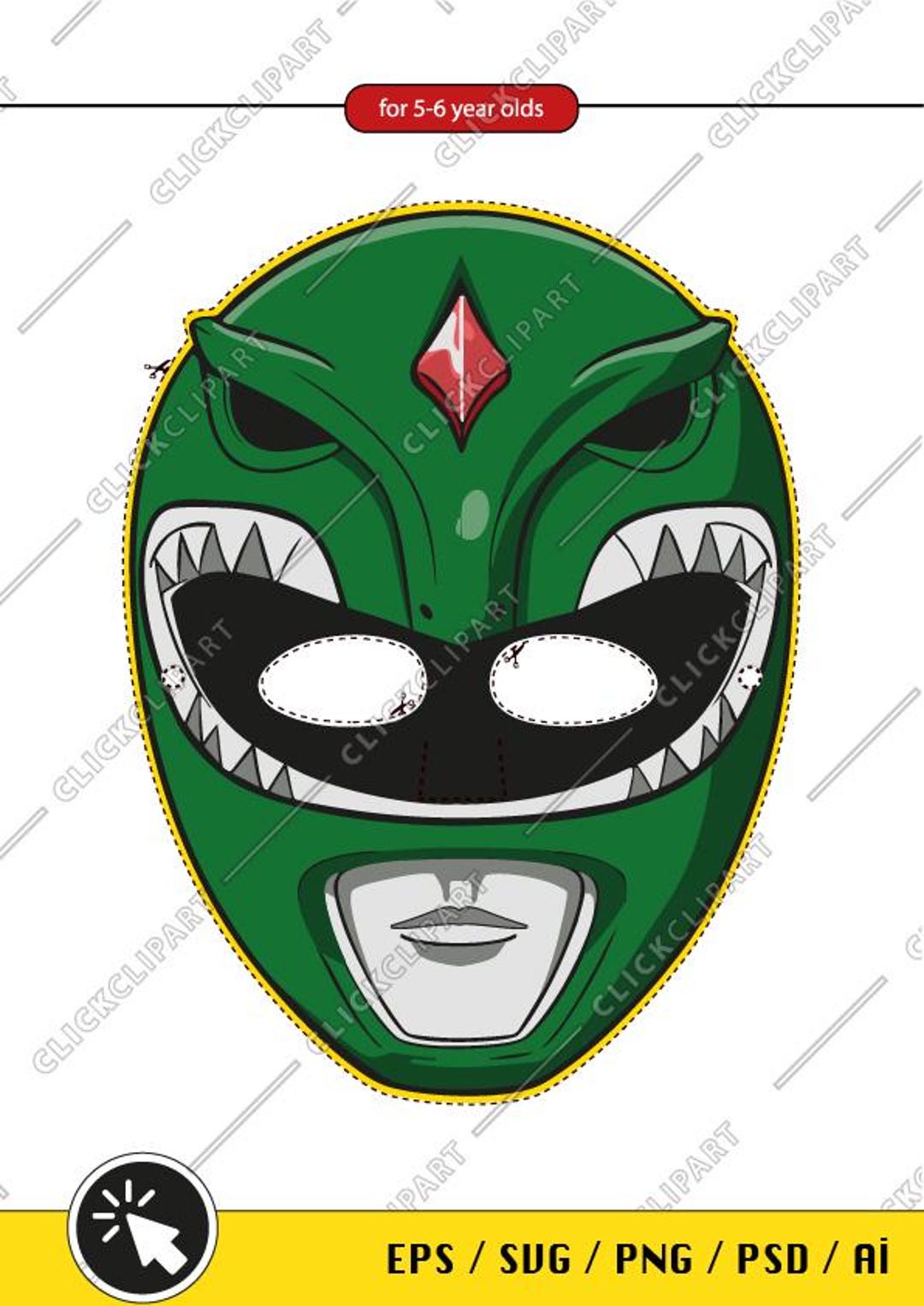 Power Ranger Green, Birthday Party, Digital Paper Face Mask, SVG, Files ...