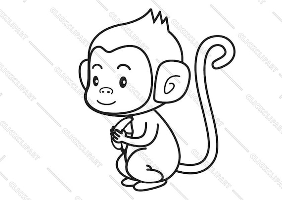 Baby Monkey Clipart Black And White