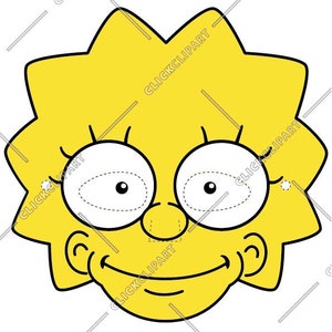 Lisa, Simpsons, Birthday Party, Digital Paper Face Mask, SVG, Files for ...