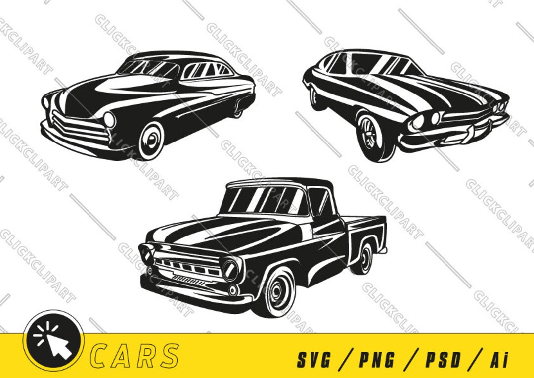 Classic Car SVG | Car Decal SVG | Car Clipart | Silhouette Bundle | Svg ...