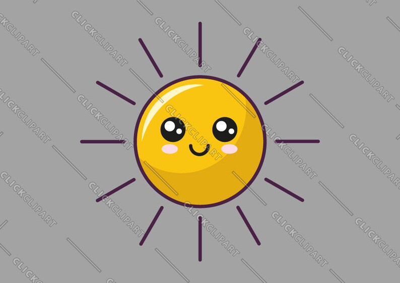 Kawaii Suns SVG Sun Clipart Sun Png Weather Cute - Etsy