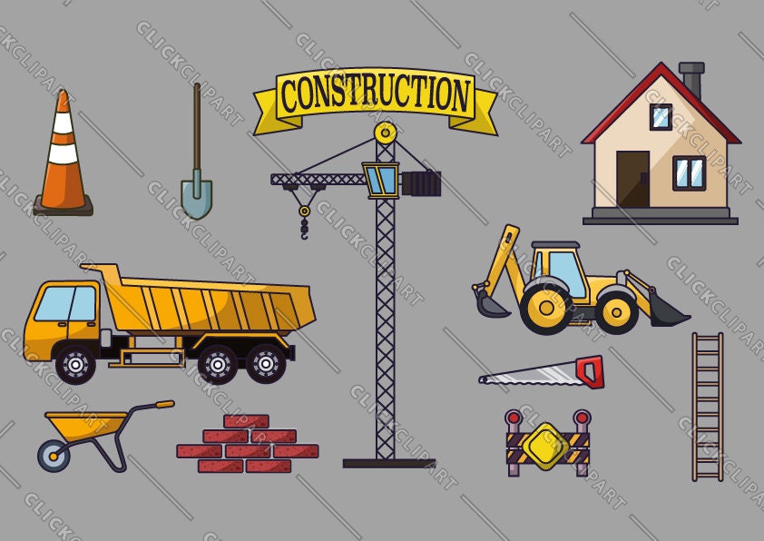 Construction SVG Excavator EPS Trucks PNG Construction Clipart Cricut ...