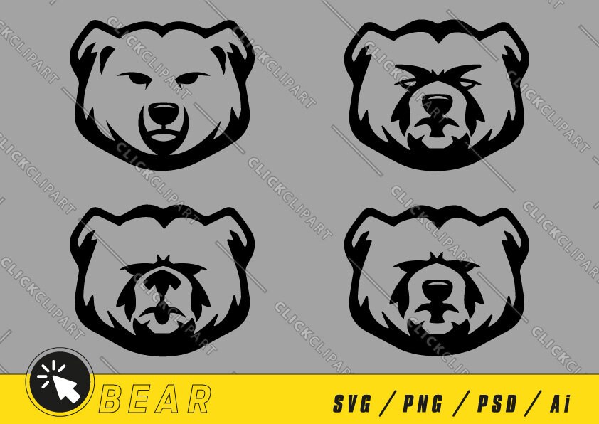 Bear Head SVG Bear PNG Bear Clipart Papa Bear Bear Silhouette Cut File ...