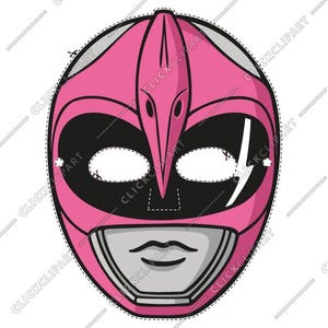 Power Ranger Pink, Birthday Party, Digital Paper Face Mask, SVG, Files ...
