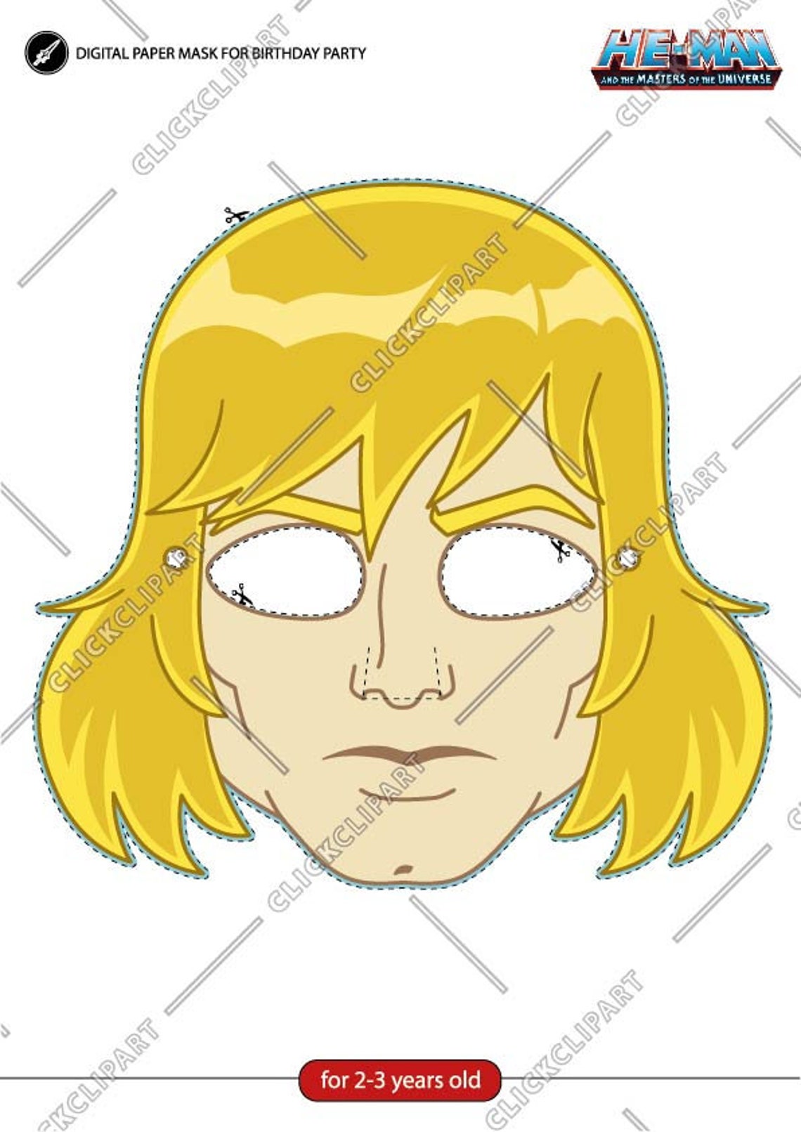 He-man, Masters of the Universe, Birthday Party, Digital Paper Face ...