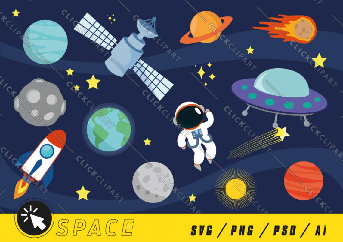 Planets SVG Space PNG Astronaut Clipart Solar System - Etsy
