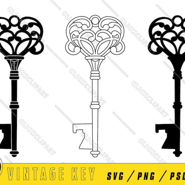 Skeleton Key Clipart - Etsy