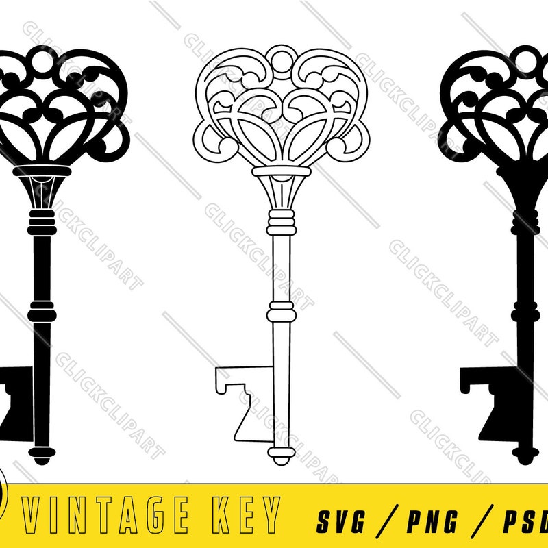 Skeleton Key Clipart - Etsy