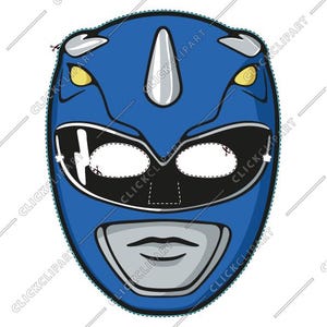 Power Ranger Blue, Birthday Party, Digital Paper Face Mask, SVG, Files ...