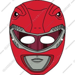Power Ranger Red, Birthday Party, Digital Paper Face Mask, SVG, Files ...