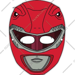 Power Ranger Red, Birthday Party, Digital Paper Face Mask, SVG, Files ...