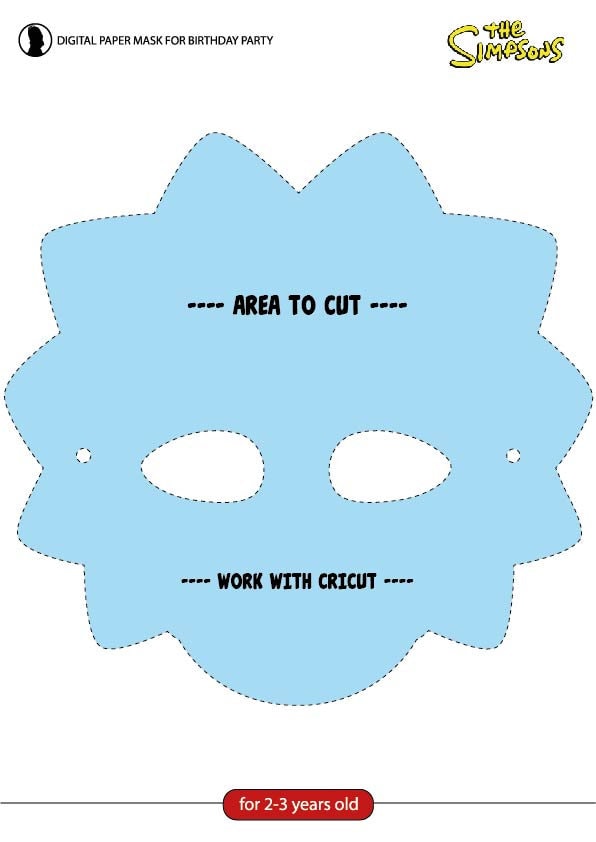 Lisa, Simpsons, Birthday Party, Digital Paper Face Mask, SVG, Files for ...