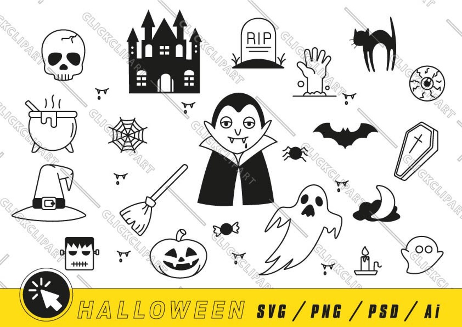 Halloween SVG Halloween PNG Halloween Clipart Doodle - Etsy