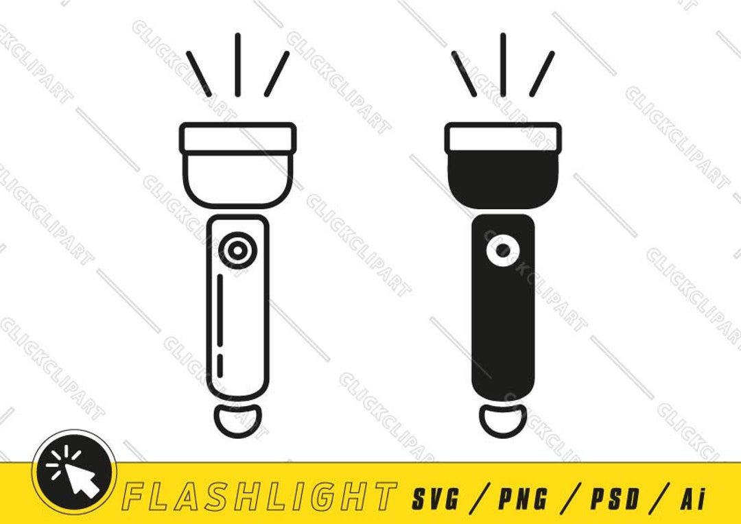 Flashlight SVG | Doodle Line Art, Cut Files (PNG, PSD, Ai) - Etsy UK