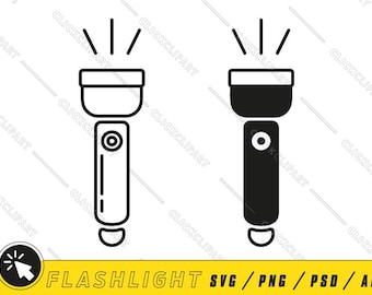 Flashlight SVG Flashlight PNG Flashlight Clipart Cartoon Logo Cut Files ...