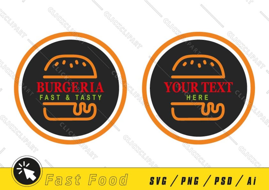 Hamburger Logo SVG Vector | Burger Emblem | Custom Text | Fast Food ...
