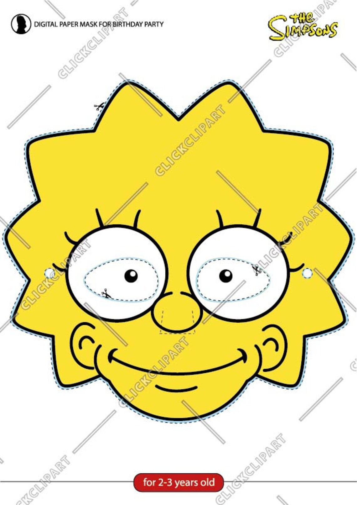 Lisa Simpsons Birthday Party Digital Paper Face Mask SVG - Etsy