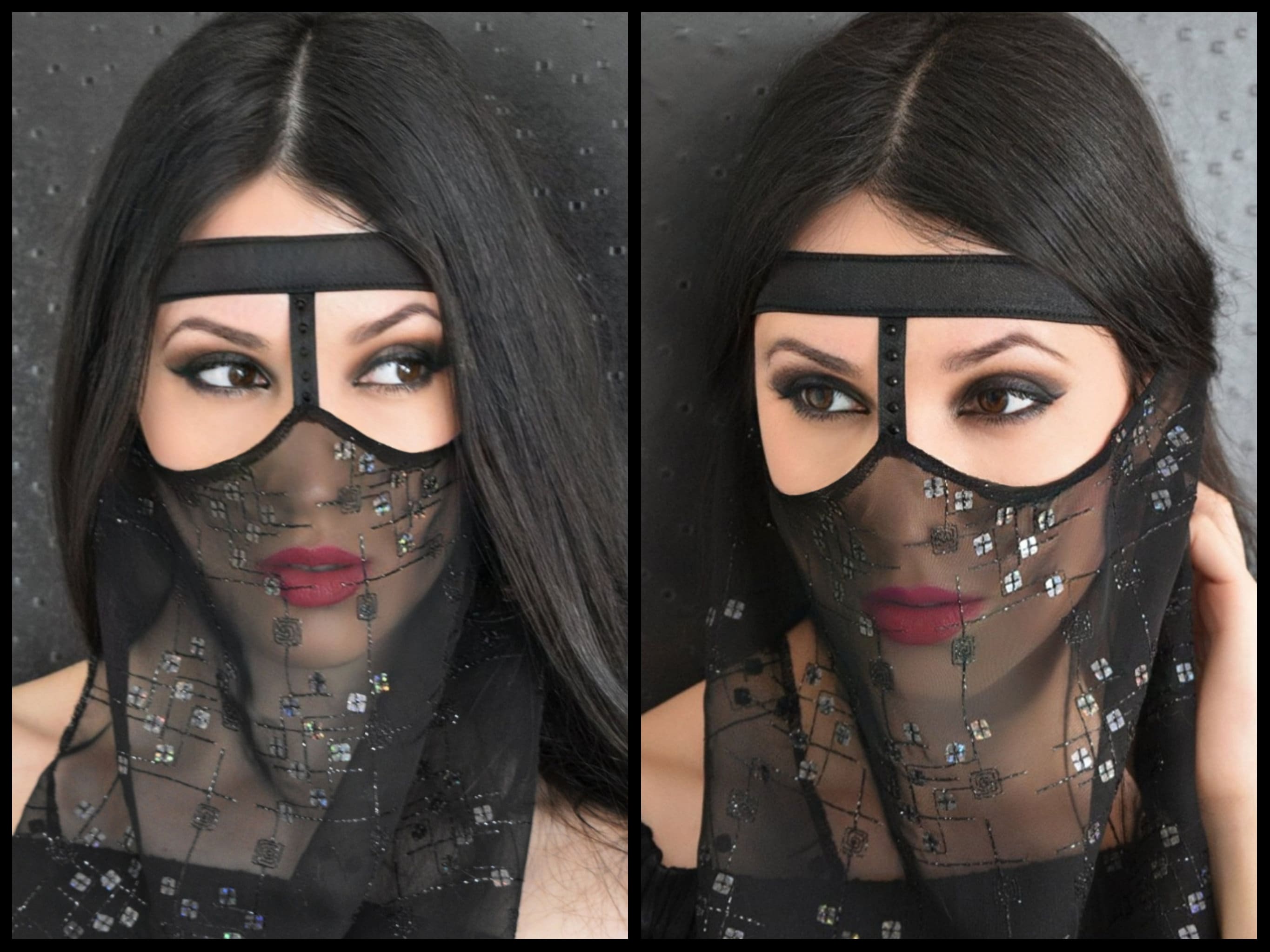 Sexy Face Veil/belly Dance Mask/chiffon Veil Mask/burka Face Mask ...