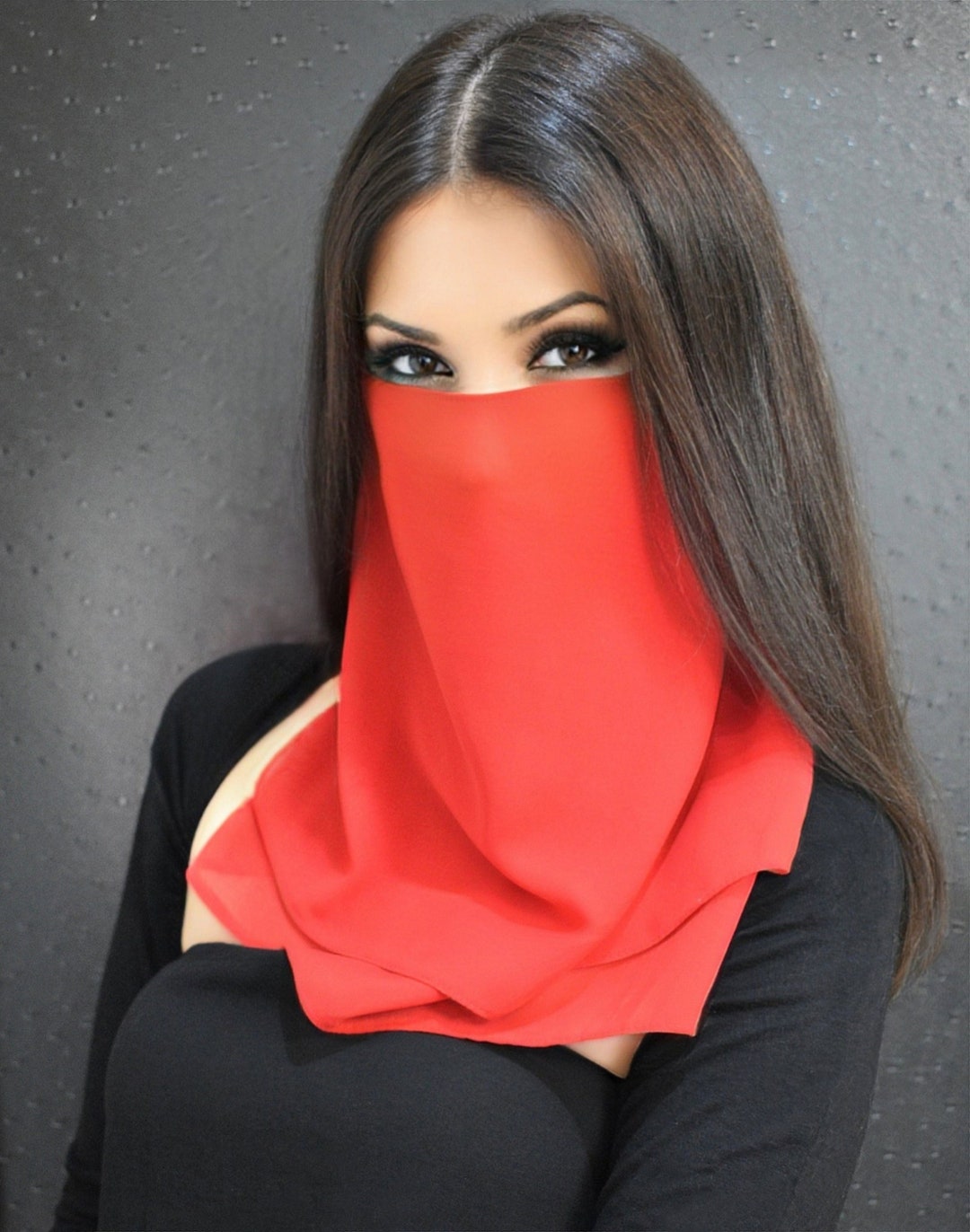 Double Layer Chiffon Face Veil/ Belly Dancer Veil/ Coins Mask/ Harem ...