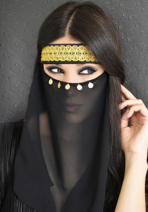 Sexy Face Mask/sheer Chiffon Veil/belly Dance Mask/coins - Etsy