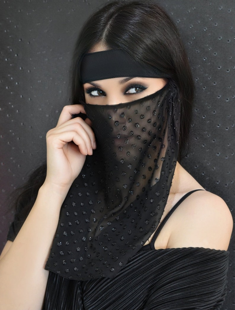 Chiffon Face Veil/ Sexy Veil Mask/ Sheer Veil/belly Dance Face - Etsy