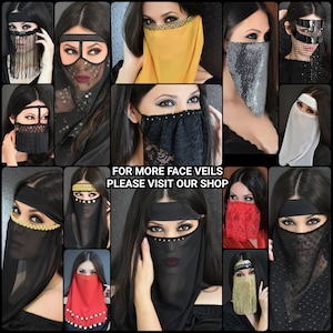 Chiffon Face Veil With Golden Coins/belly Dancer Mask/muslim Veil/harem ...