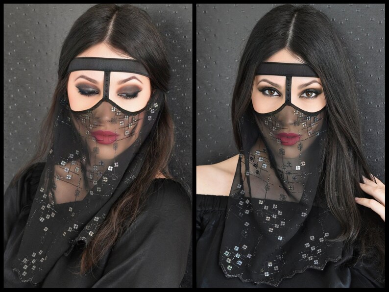 Sexy Face Veil/belly Dance Mask/chiffon Veil Mask/burka Face Mask ...