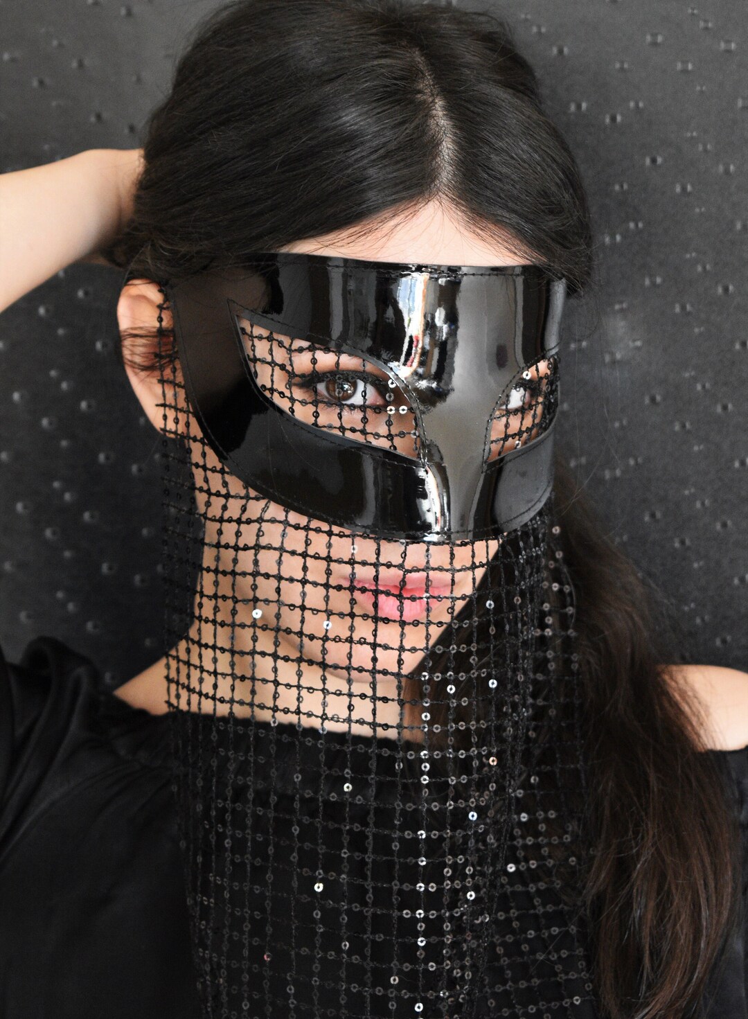 Latex Halloween Mask/pvc Face Veil With Sequins/sexy Face Mask/belly ...