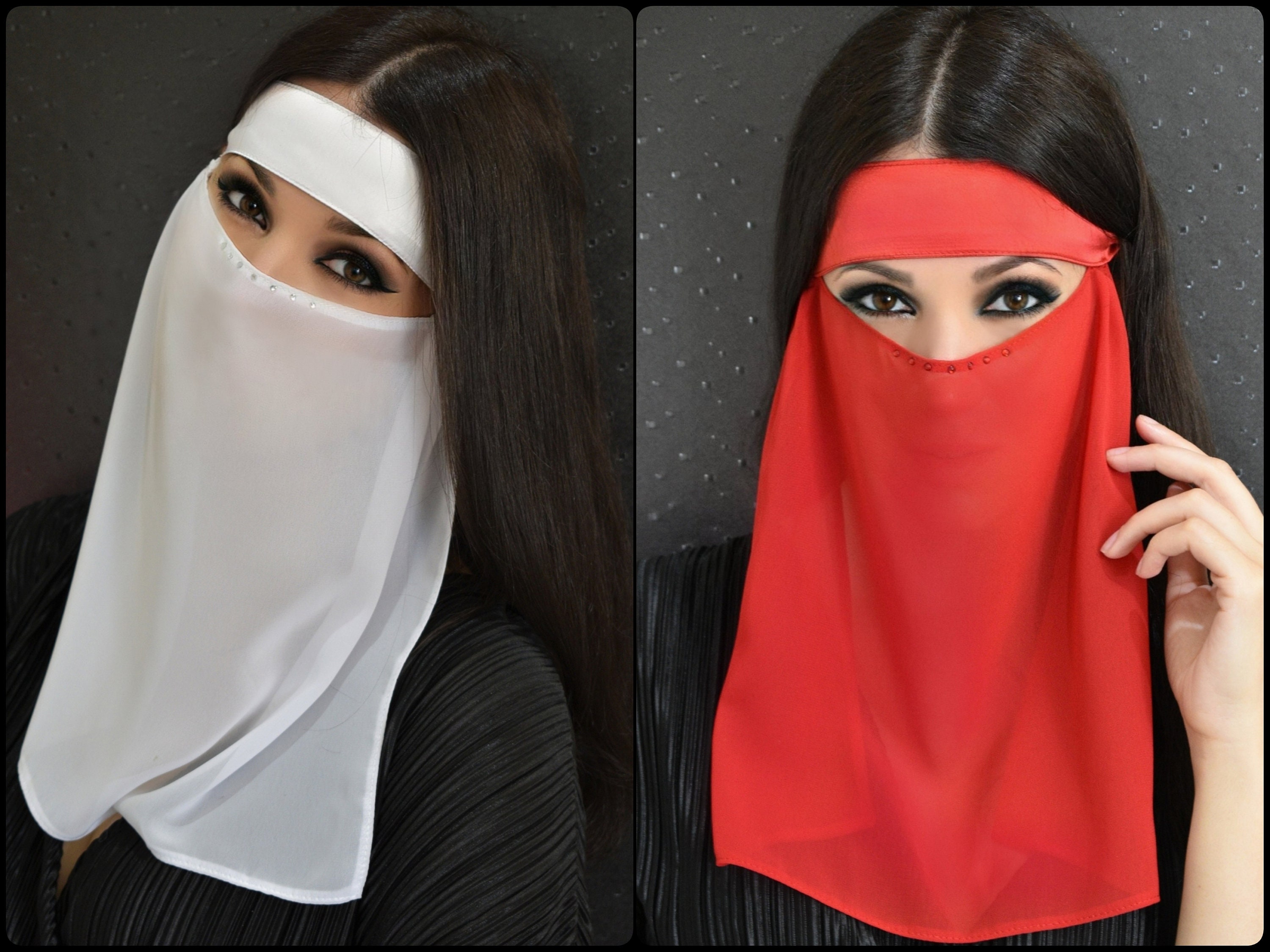 Sheer Face Veil /chiffon Veil Mask/sexy Veil/belly Dance Mask/arabian ...