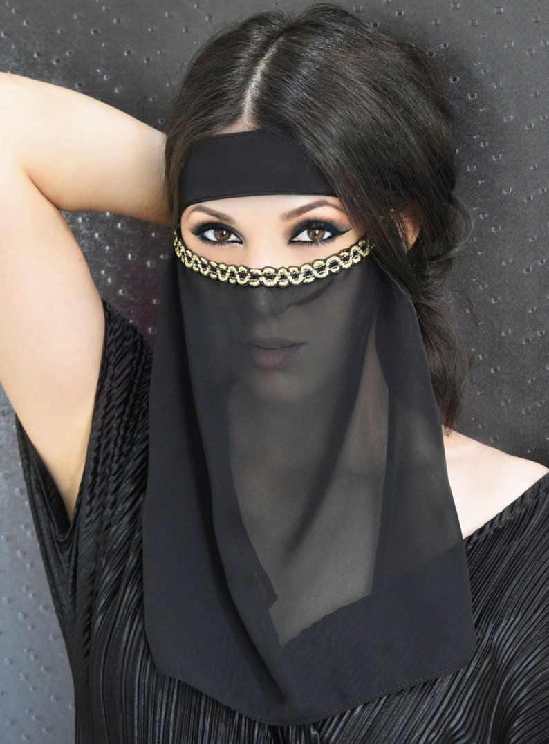 Sexy Full Face Mask/ Sheer Face Veil/belly Dancer Mask/chiffon - Etsy
