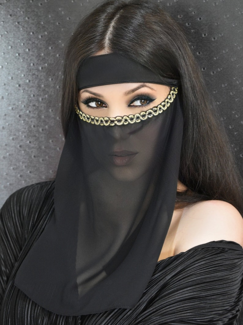 Sexy Full Face Mask/ Sheer Face Veil/belly Dancer Mask/chiffon - Etsy