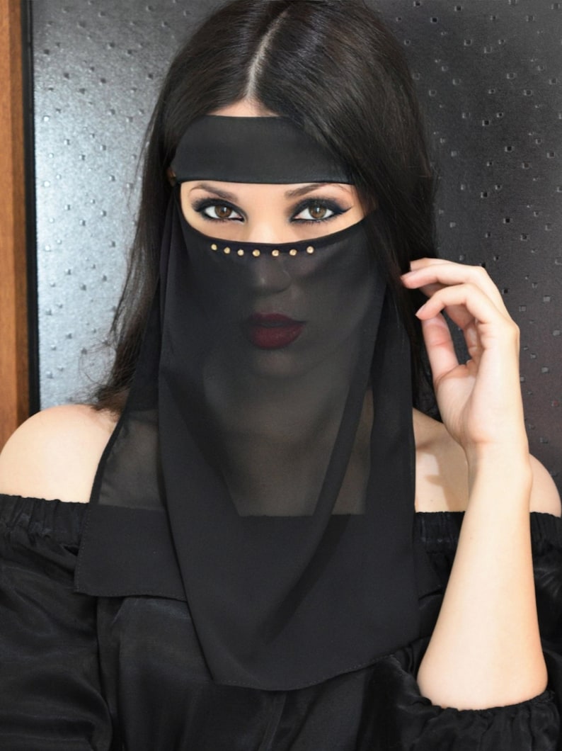 Sheer Face Veil /chiffon Veil Mask/sexy Veil/belly Dance Mask/arabian ...
