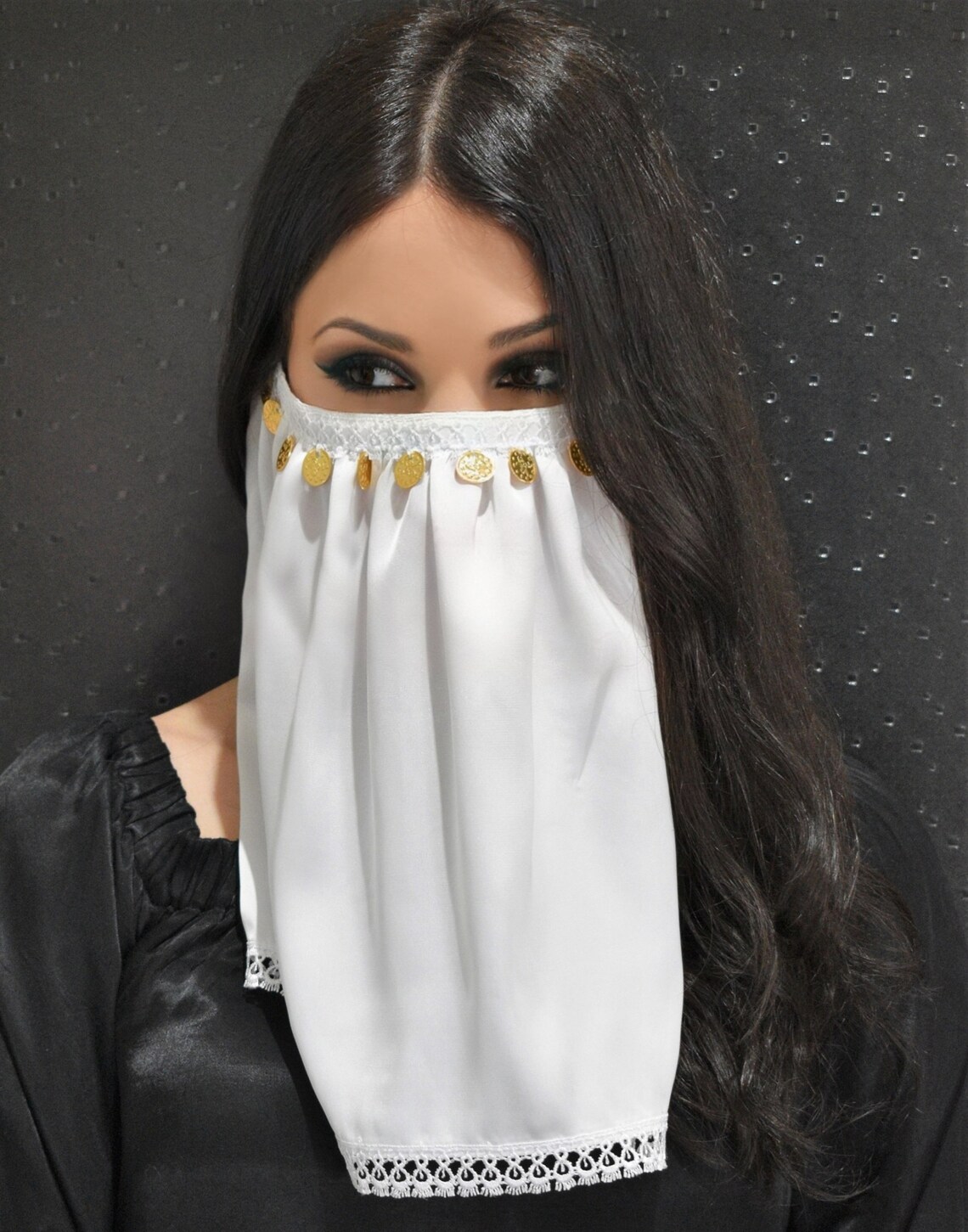 Face Veil With Golden Coins/belly Dancer Mask/face Scarf/harem Mask ...