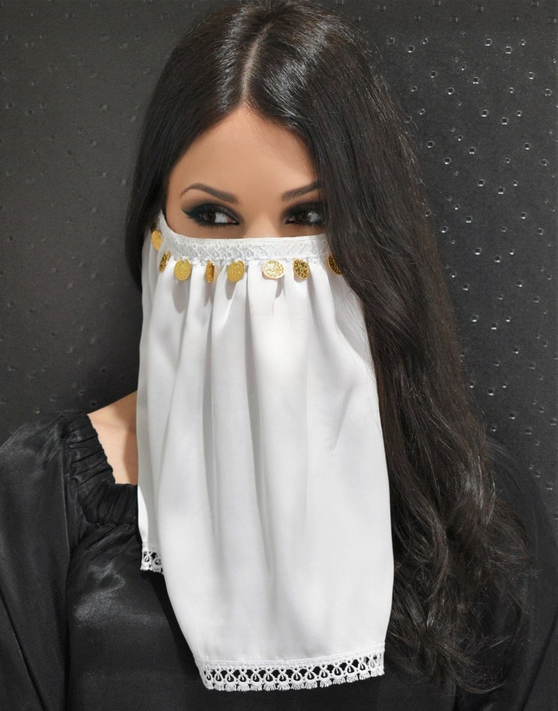 Face Veil With Golden Coins/belly Dancer Mask/face Scarf/harem Mask ...