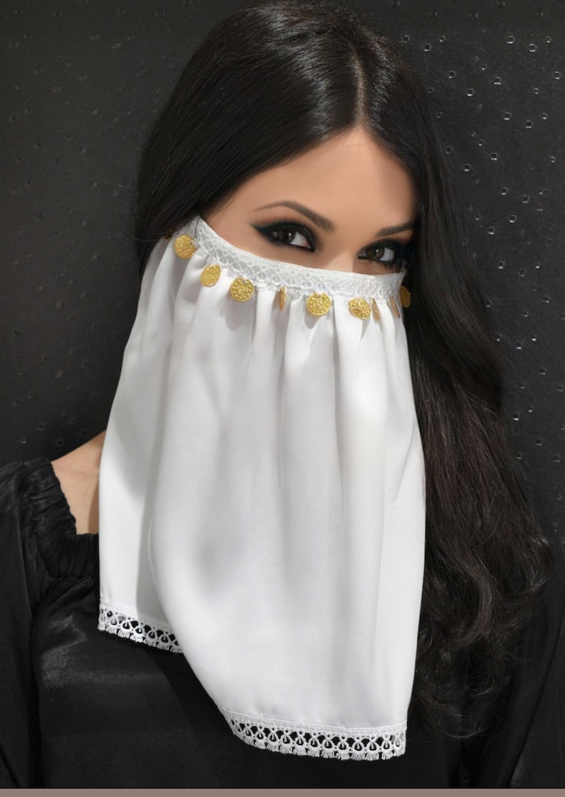 Face Veil With Golden Coins/belly Dancer Mask/face Scarf/harem Mask ...