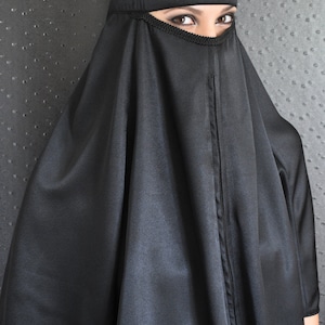 Niqab With Zipper/ Satin Face Veil / Black Muslim Veil/ Arabian Veil ...
