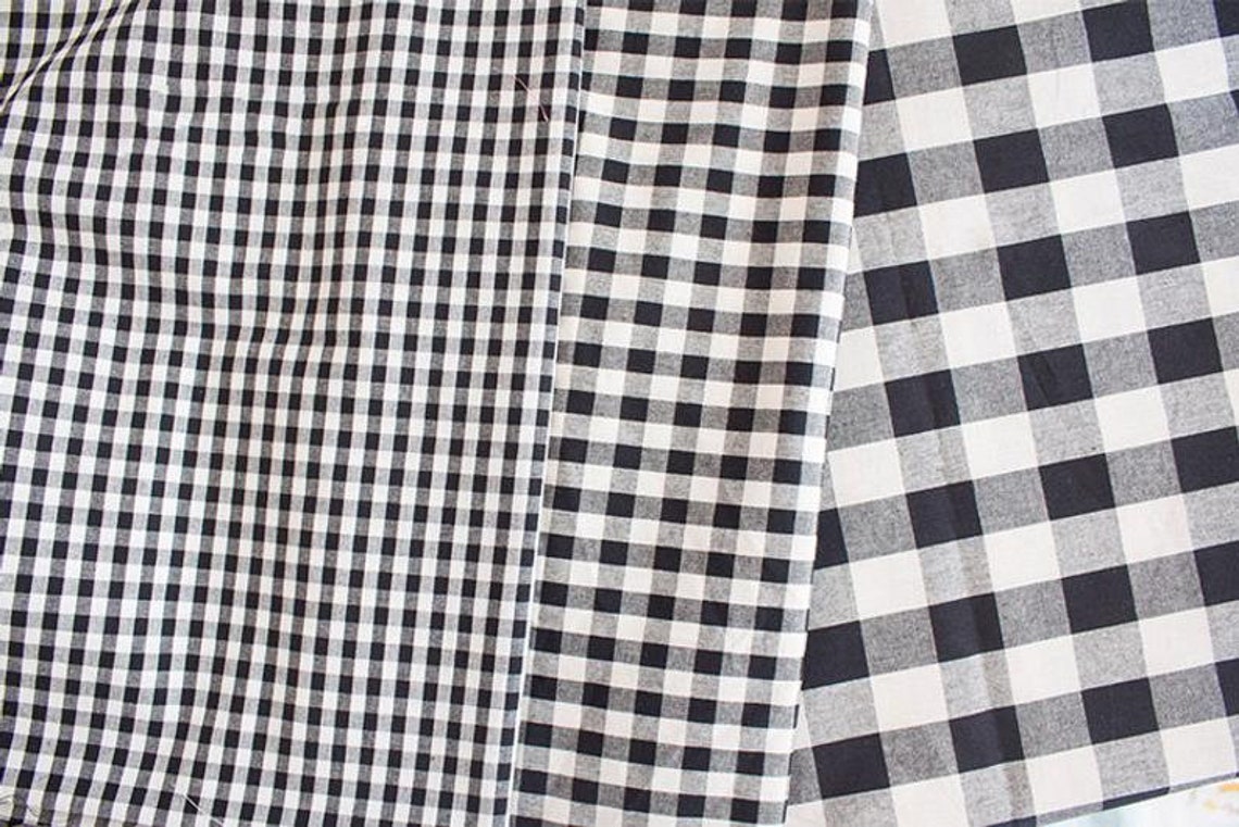 Check Fabric Black Check Cotton Fabric by the Half Yard | Etsy