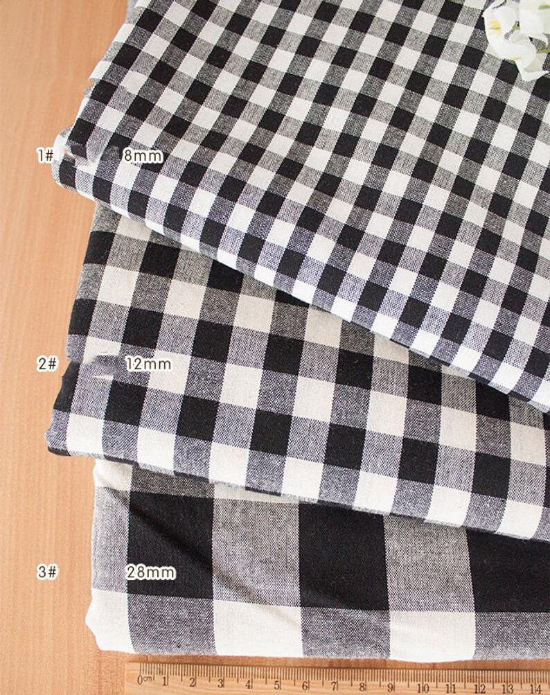 Check Fabric Black Check Cotton Fabric by the Half Yard | Etsy