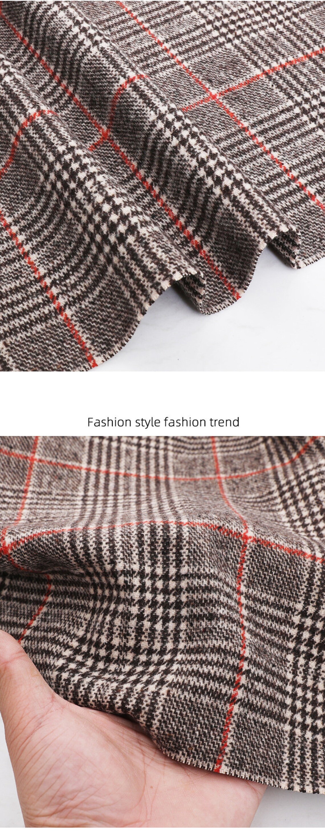 Plaid Woolen Fabric Thick Woolen Fabric Faux Wool Fabric - Etsy