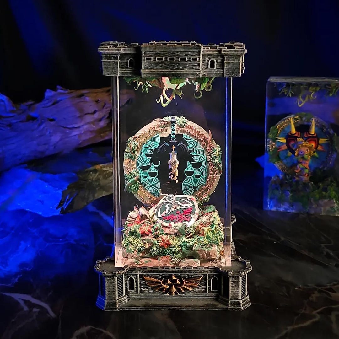 Ze.lda Hylian Shield and Master Sword Epoxy Resin Lamp, Resin Art ...